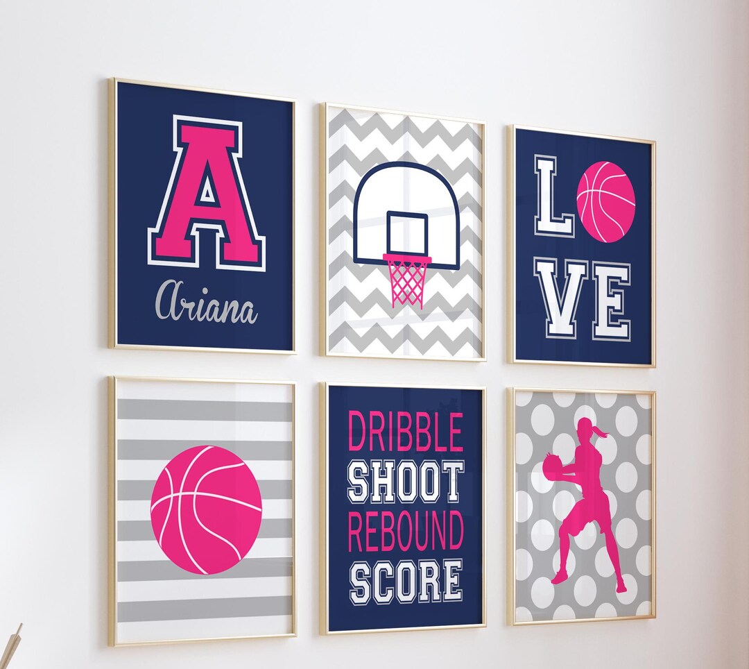 Girl Basketball Wall Art, Basketball Decor, Prints or Canvas, Sports ...