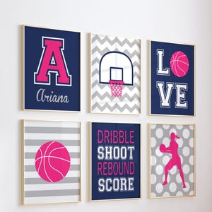 Girl Basketball Wall Art, Basketball Decor, Prints or Canvas, Sports ...