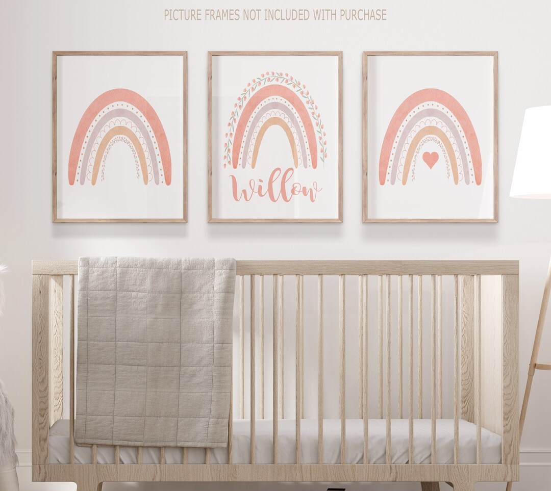 Blush Pink Rainbow Prints, Girl Nursery Wall Art, Boho Rainbow Canvas ...