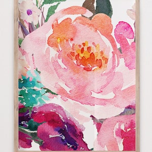 Watercolor Floral Wall Art Watercolor Flower Art Watercolor - Etsy