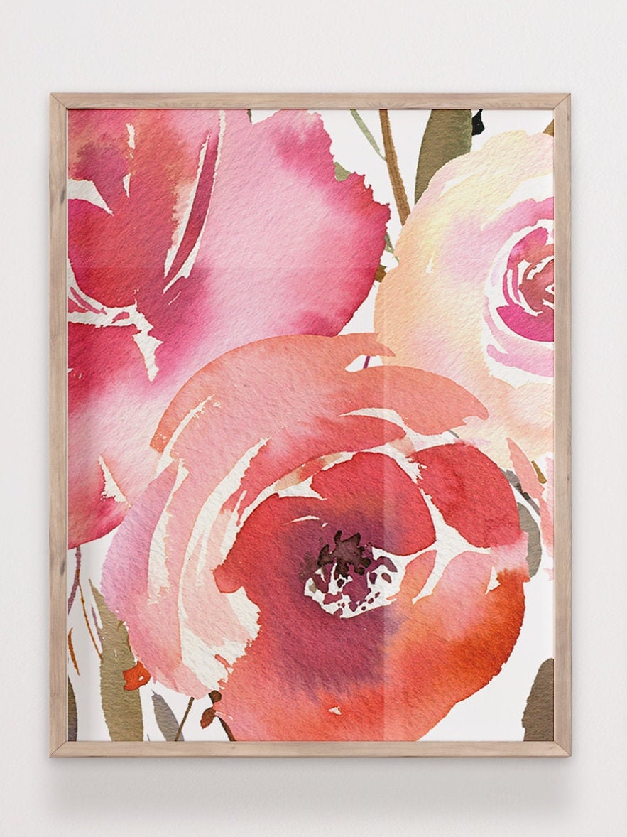 Watercolor Floral Wall Art Watercolor Flower Art Watercolor - Etsy