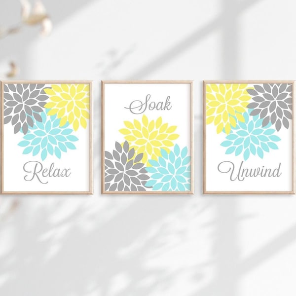 Aqua Yellow Gray - Etsy