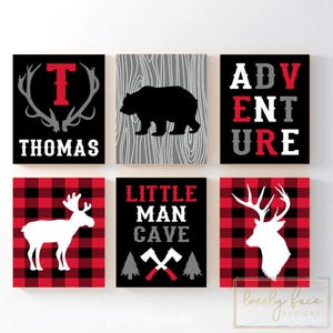Lumberjack Nursery Wall Art, Buffalo Plaid Decor, Baby Boy Lumberjack ...