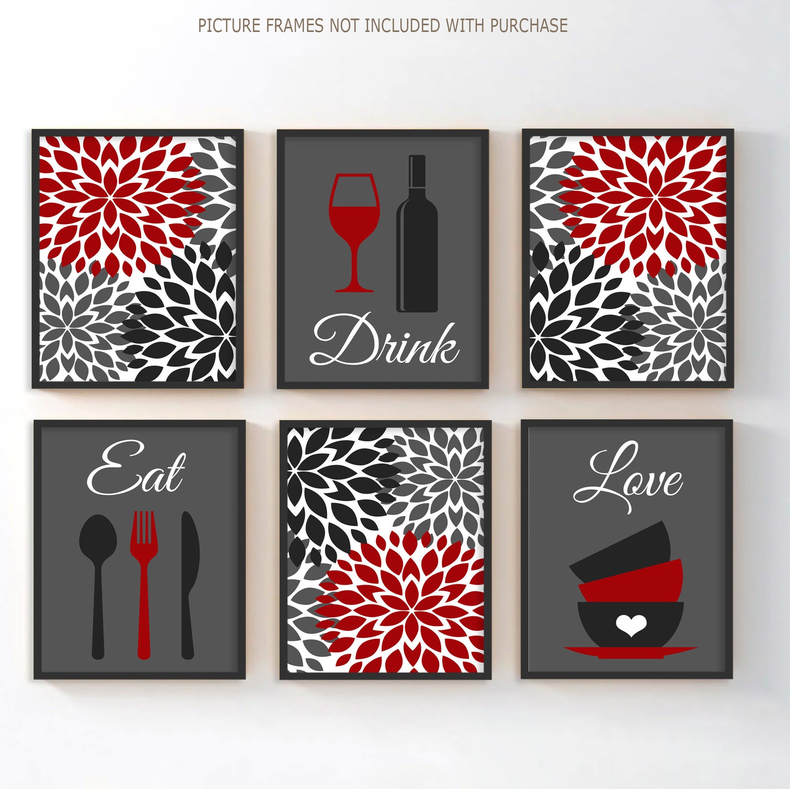 Kitchen Wall Art Eat Drink Love Prints or Canvas Kitchen - Etsy