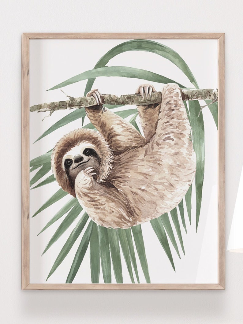Sloth Nursery Wall Art Set of 3 Sloth Prints or Canvas Sloth - Etsy