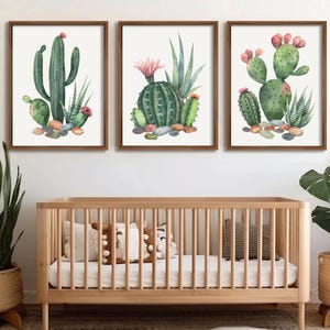 Watercolor Cactus Wall Art, Watercolor Boho Living Room Art Pictures ...