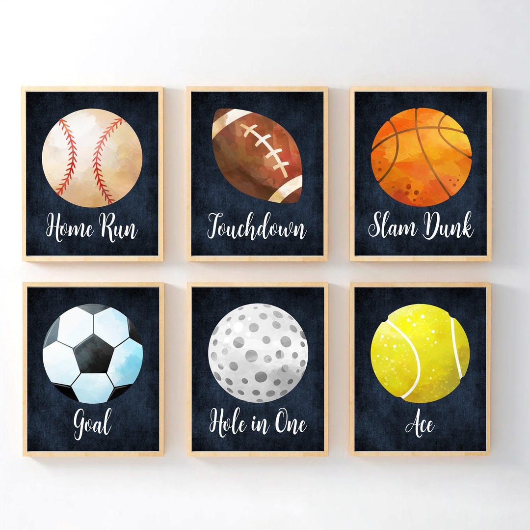 Sport Prints for Boys Room, Sports Wall Art Prints or Canvas, Above Bed ...