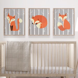 FOX Nursery Wall Art, Fox Nursery Decor, Fox Nursery Prints, Woodland ...