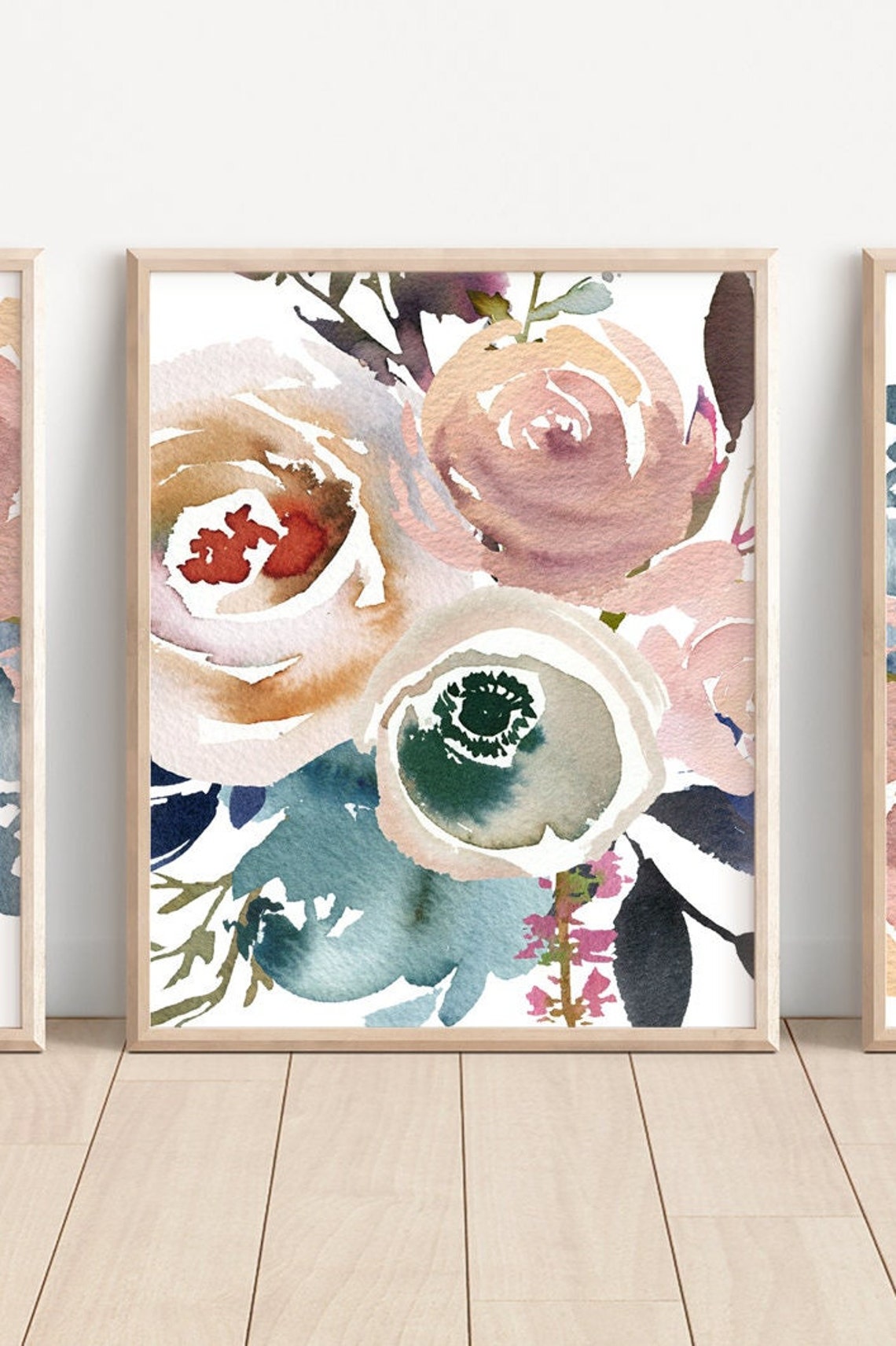 Watercolor Floral Wall Art Minimalist Wall Art Watercolor - Etsy