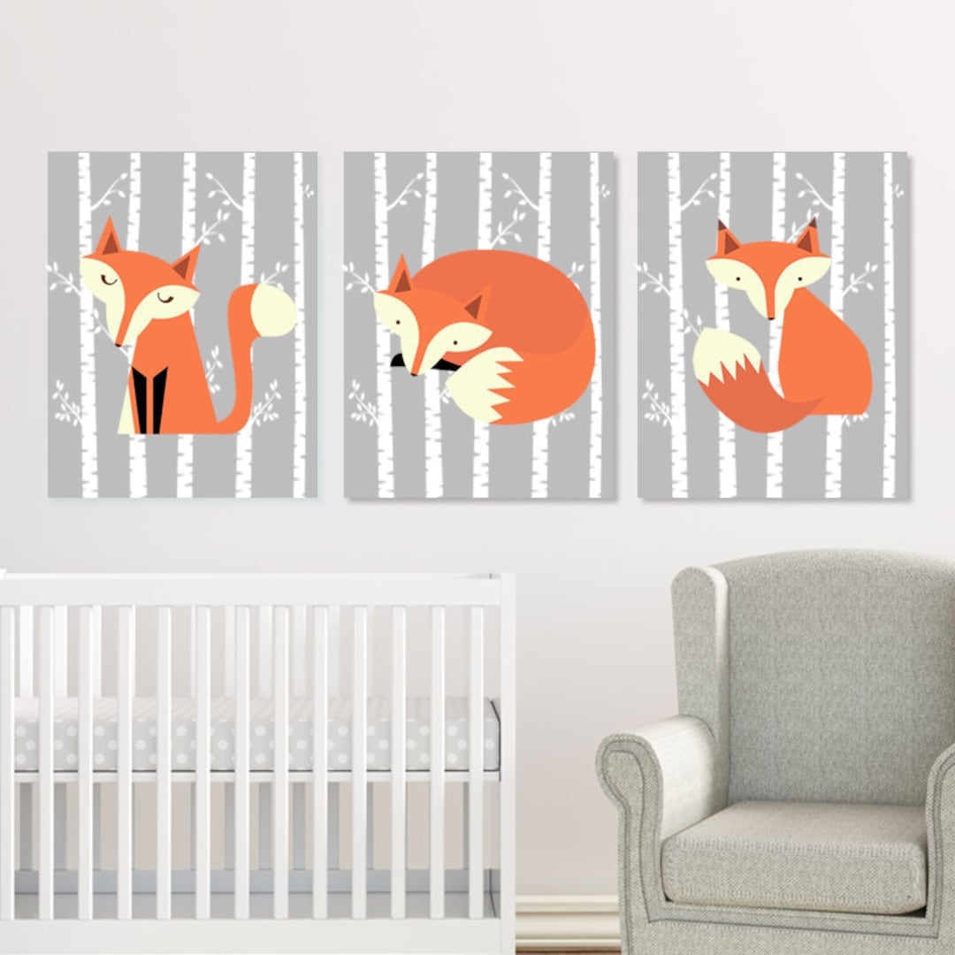 FOX Nursery Wall Art Fox Nursery Decor Fox Nursery Prints - Etsy