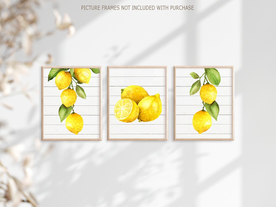 Watercolor Lemon Wall Art Kitchen Lemon Prints or Canvas - Etsy