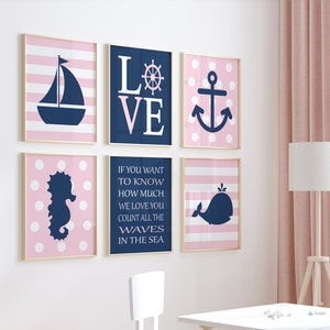 Nautical Nursery Decor, Nautical Nursery Art, Girl Nautical Nursery ...