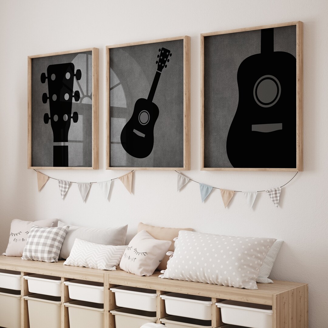 Guitar Nursery Prints for Boys, Rock and Roll Music Theme Nursery Art ...