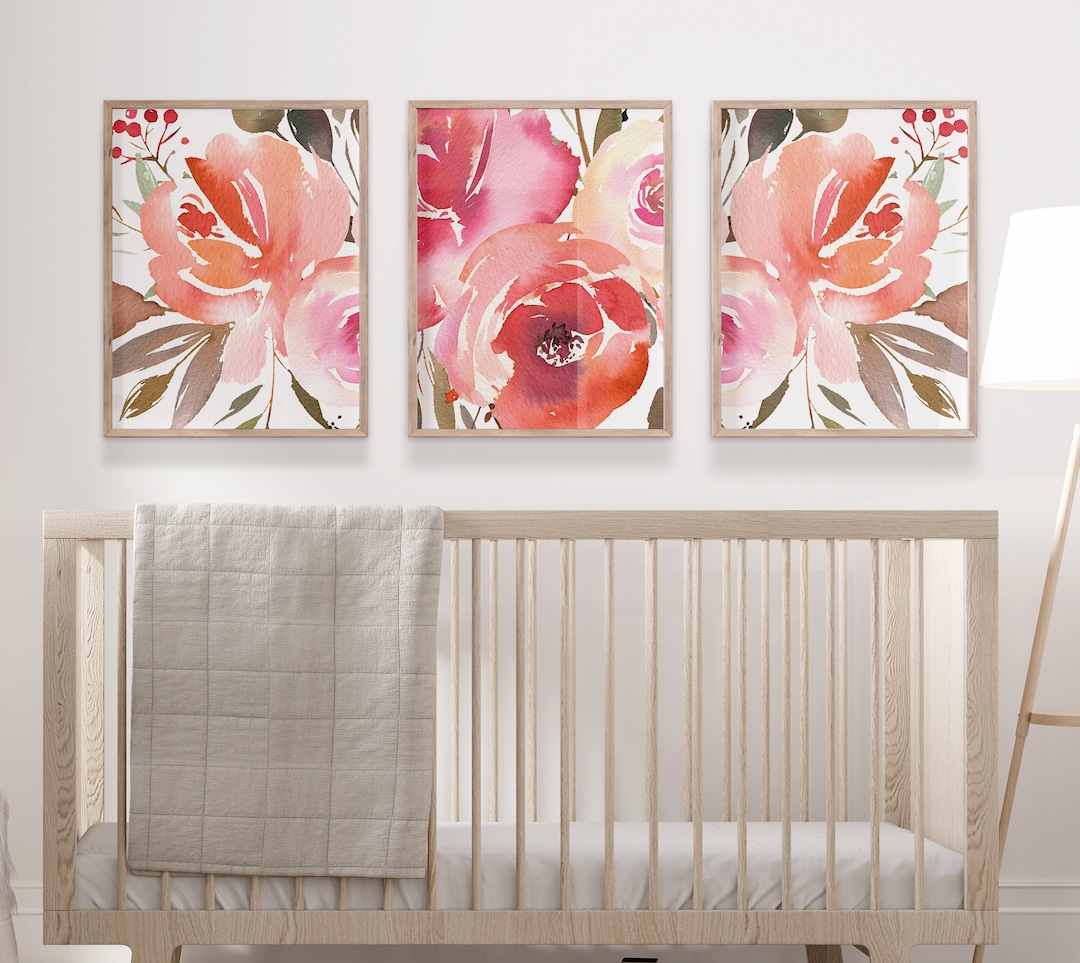 Watercolor Floral Wall Art, Watercolor Flower Art, Watercolor Decor ...