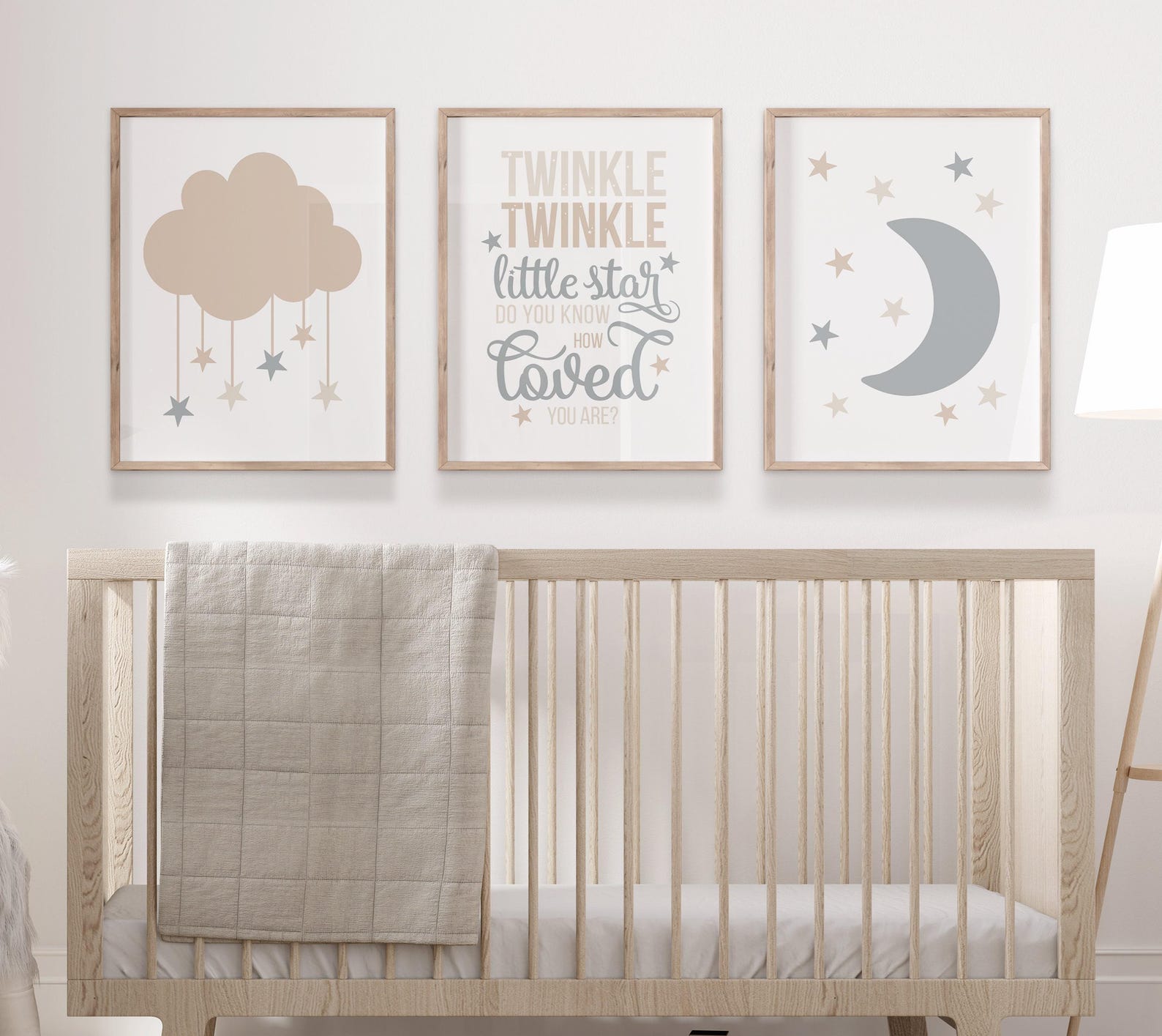 Neutral Cloud Moon Twinkle Twinkle Little Star Set of 3 Prints or ...