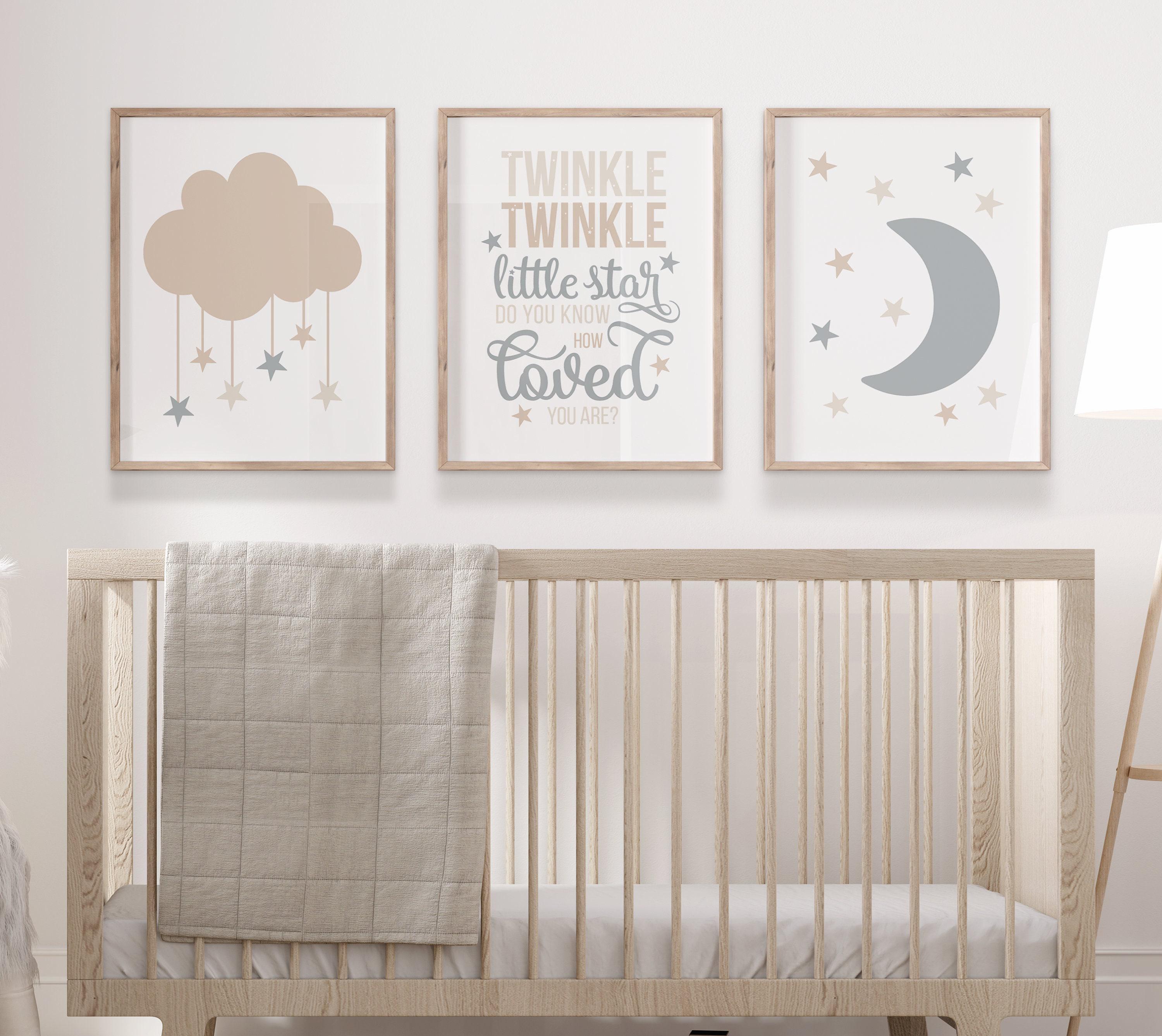 Neutral Cloud Moon Twinkle Twinkle Little Star Set of 3 Prints or ...
