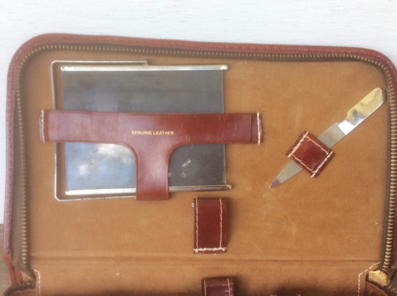 Genuine Leather Gentleman's Gromming Kit W/ 6 Piece Chrome - Etsy