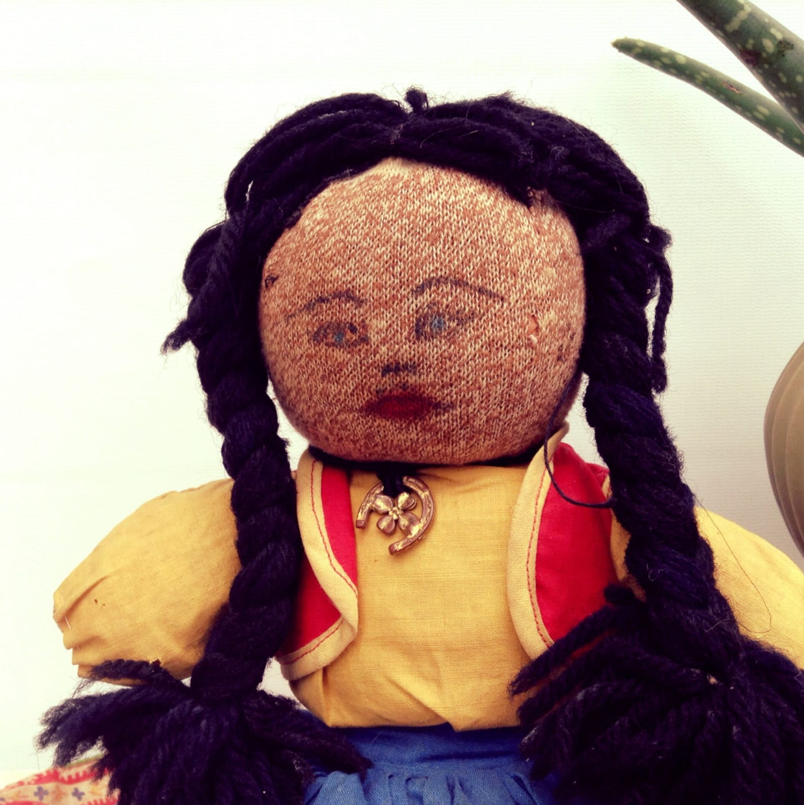 Rare Mexican Cloth Heritage Doll W/ Yellow, Red, Blue & Black Dress ...
