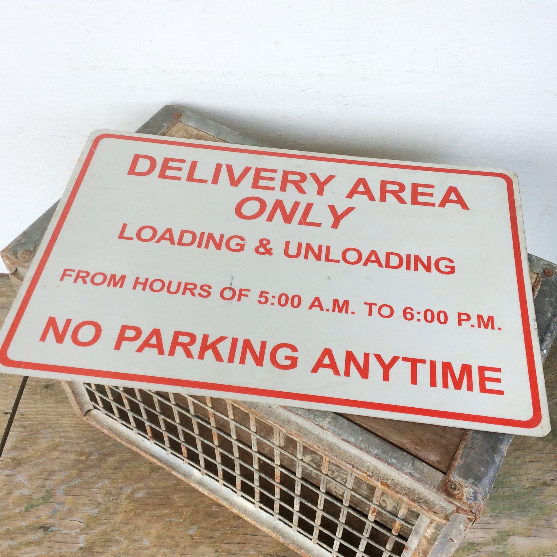 Vintage Enamel Delivery Area Only Industrial Sign | Etsy