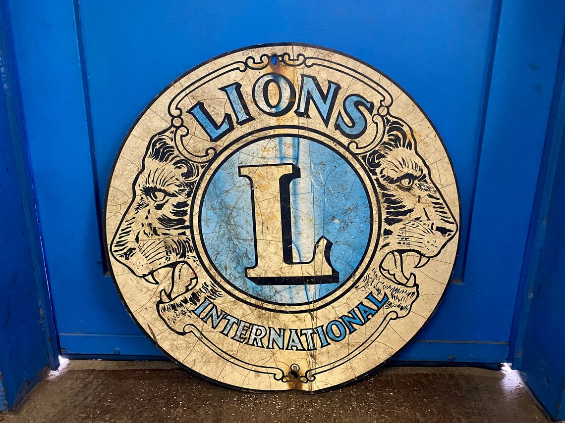 Antique Porcelain Metal LIONS INTERNATIONAL Sign 30 Inch - Etsy