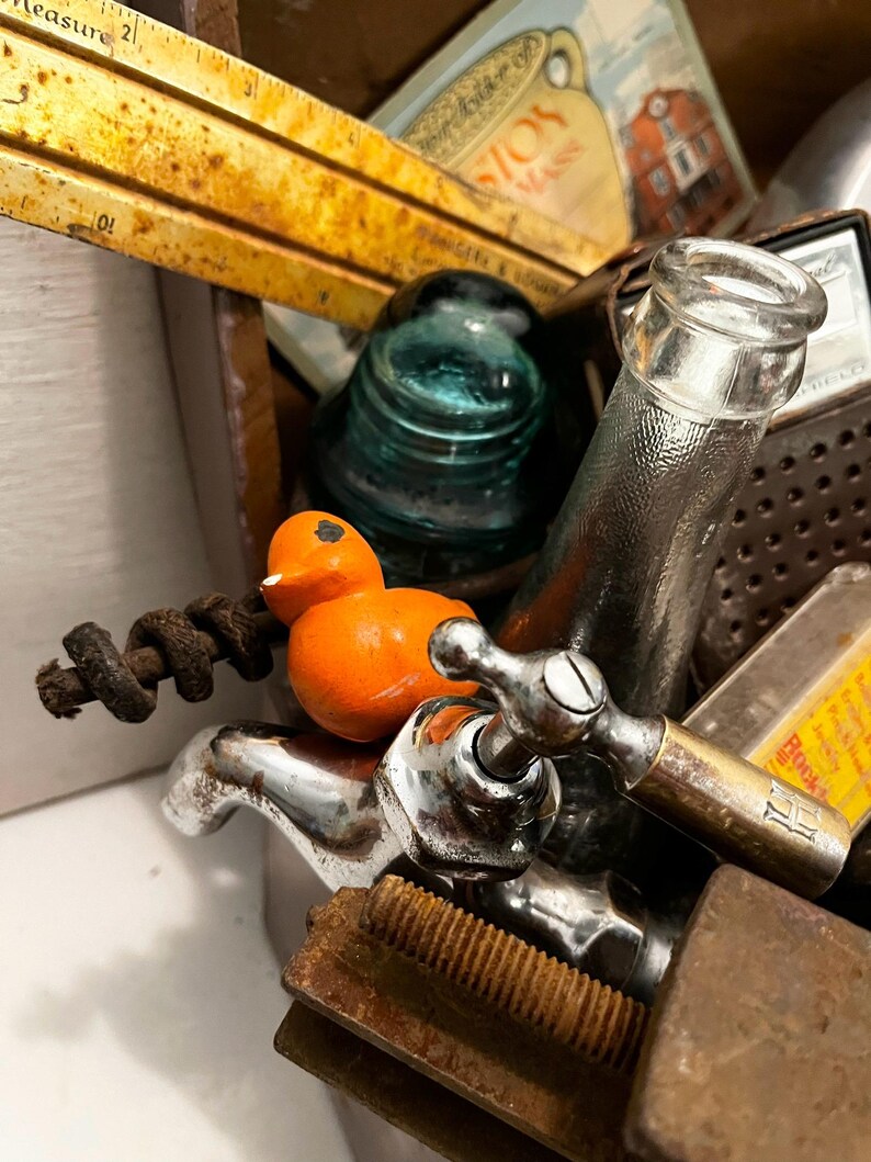 Vintage Junk Drawer Estate Lot Collectible Tins, Coal Mining Lamp, Nash ...