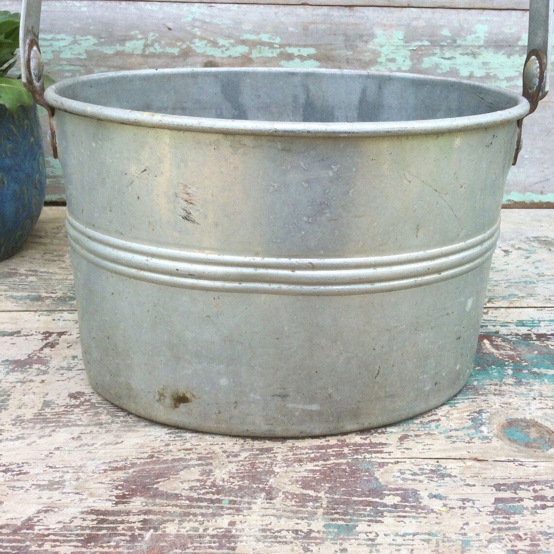 Vintage Silver Aluminum Bucket W/ Fixed Handle Industrial | Etsy