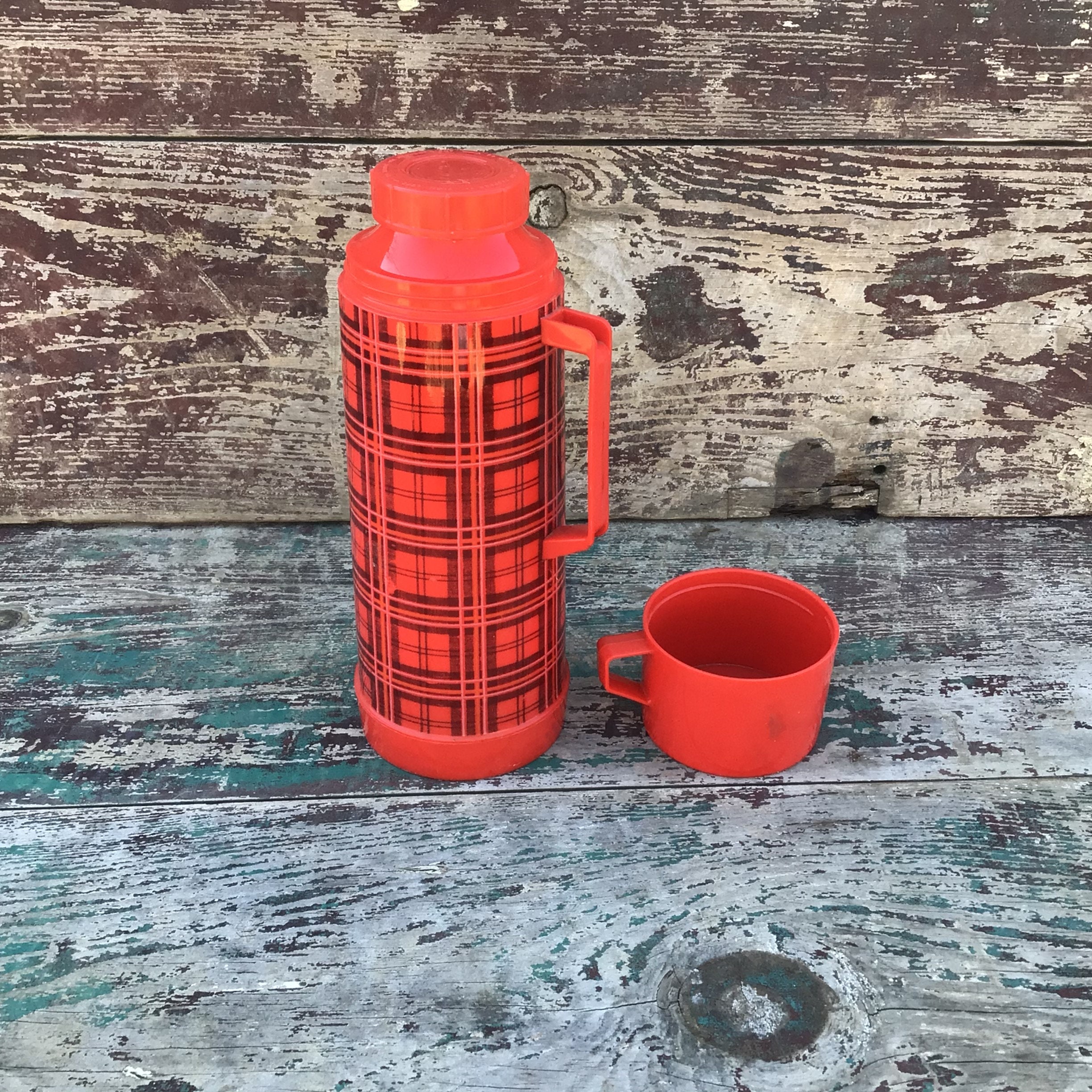 Vintage Red ALADDIN One Quart Thermos W/ Black Plaid Pattern - Etsy