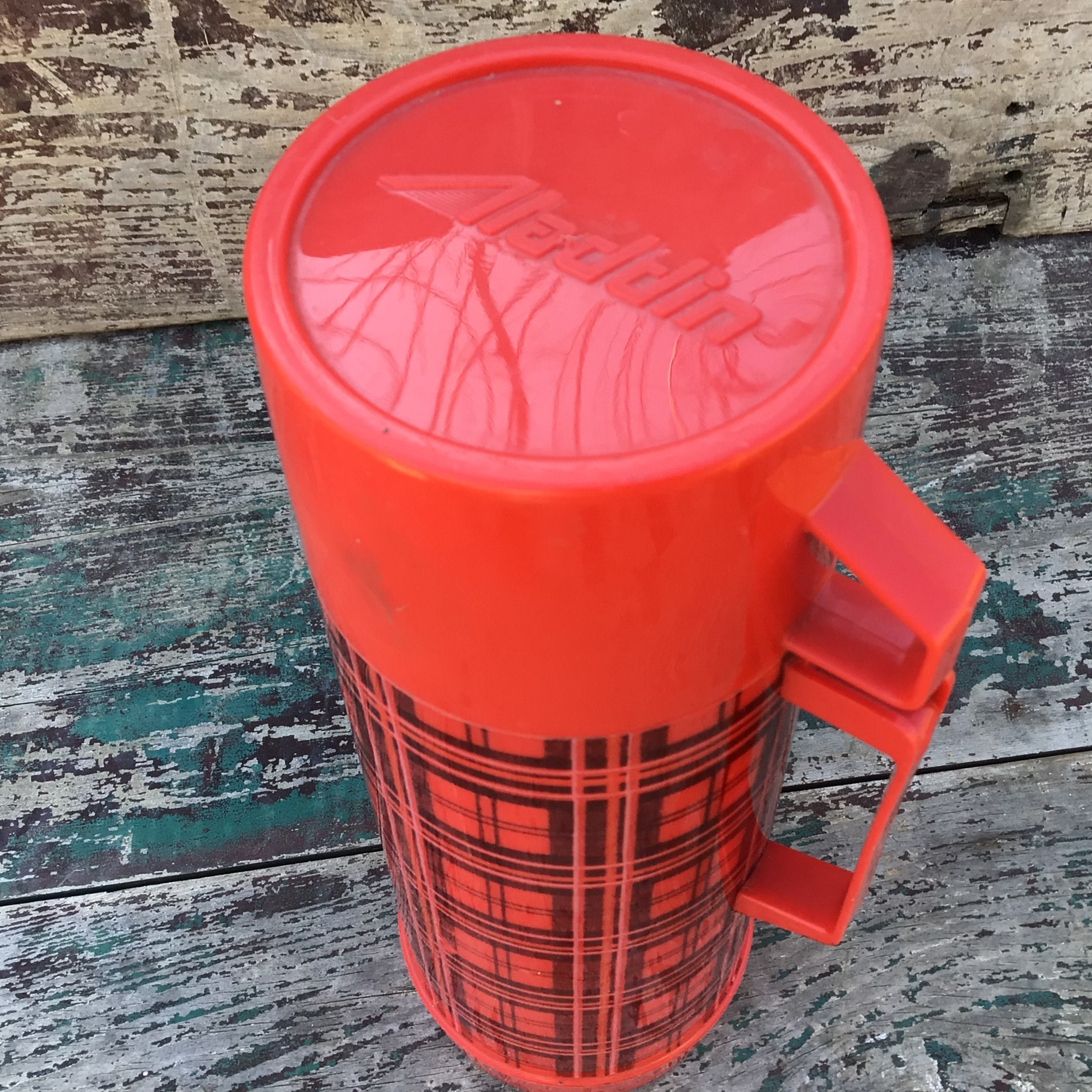 Vintage Red ALADDIN One Quart Thermos W/ Black Plaid Pattern - Etsy