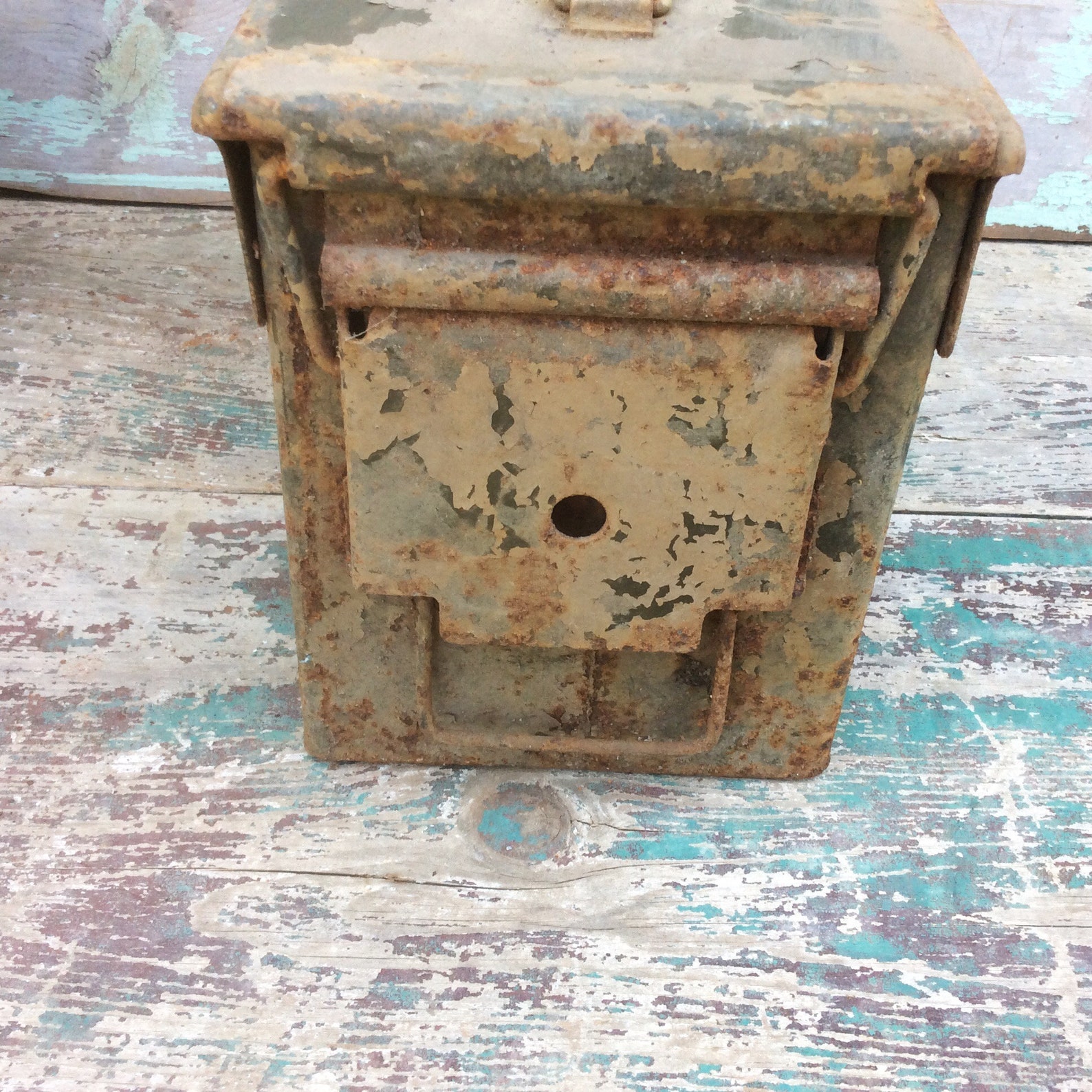 Rusty & Distressed Metal Military AMMO CRATE W/ Grayish Blue - Etsy