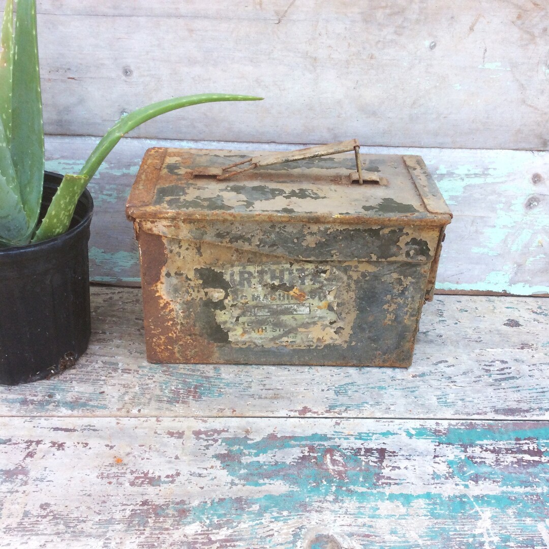 Rusty & Distressed Metal Military AMMO CRATE W/ Grayish Blue - Etsy