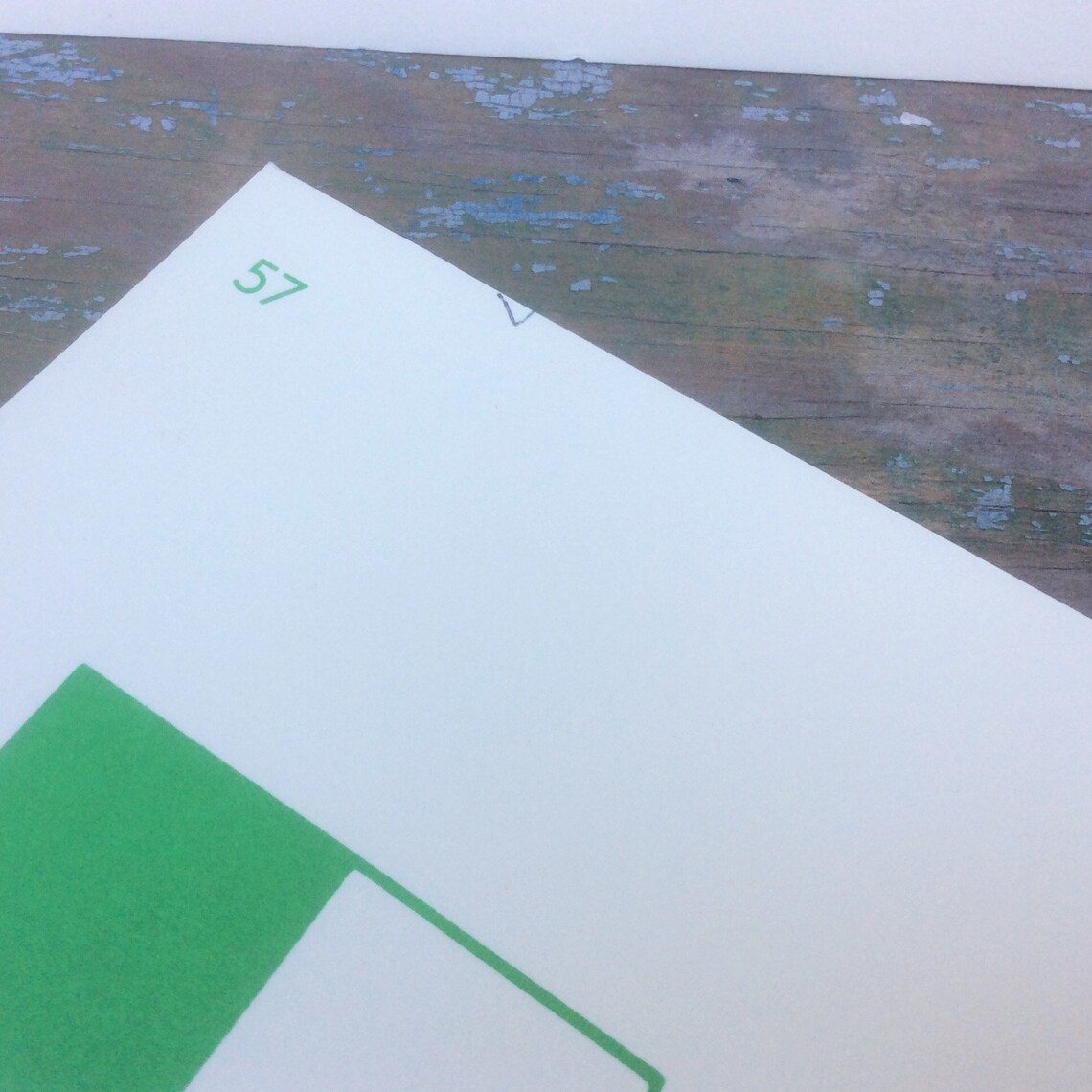 Vintage Pair of White Flashcards W/ Green Square Patterns and - Etsy