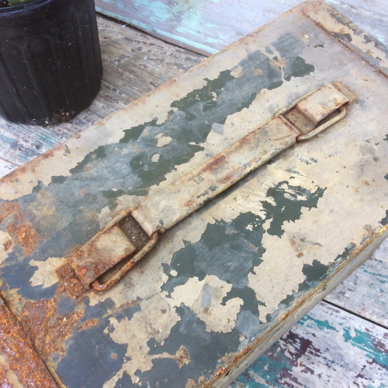 Rusty & Distressed Metal Military AMMO CRATE W/ Grayish Blue - Etsy