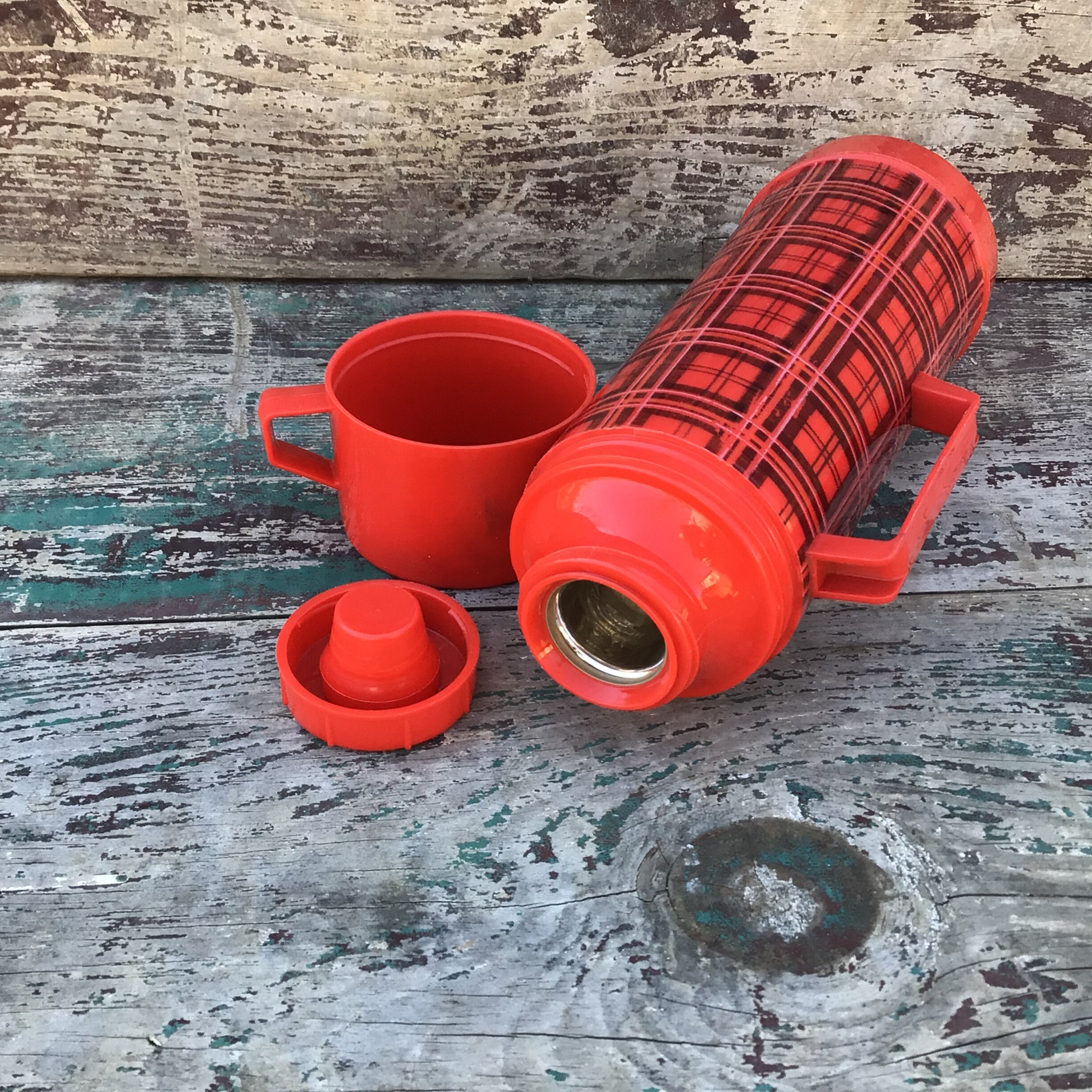 Vintage Red ALADDIN One Quart Thermos W/ Black Plaid Pattern - Etsy