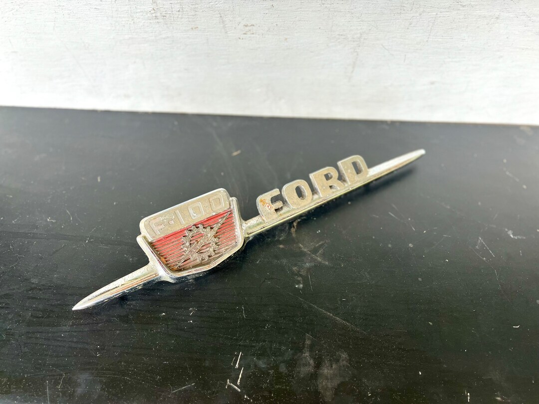 Authentic Red and Cast Aluminum FORD F-100 Lightening Bolt & Gear ...