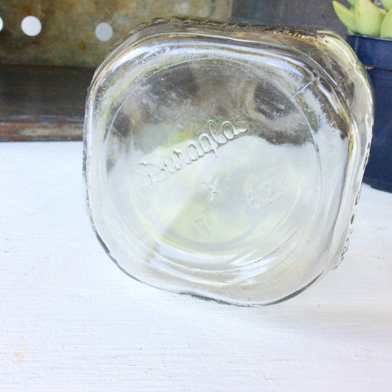 Vintage Duraglas Clear Glass One Quart Milk Bottle Sealed Oanu Liquid 3 Flower Vase Vessel