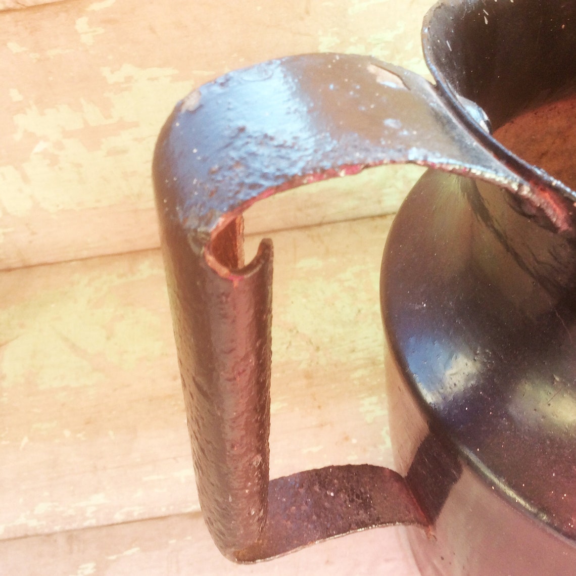 Rustic Black Metal Decorative Pitcher Vase W/ Hand Painted - Etsy