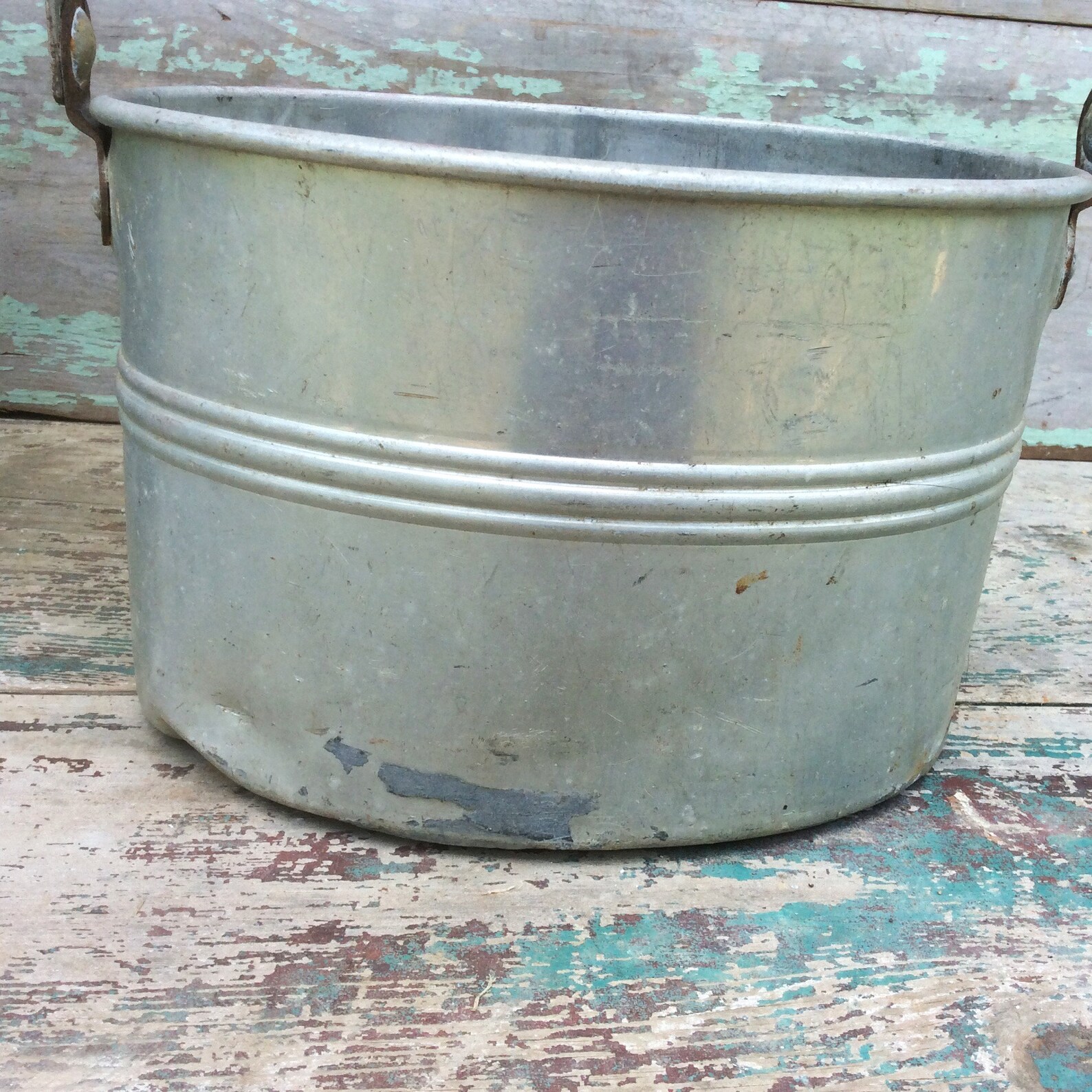 Vintage Silver Aluminum Bucket W/ Fixed Handle Industrial | Etsy