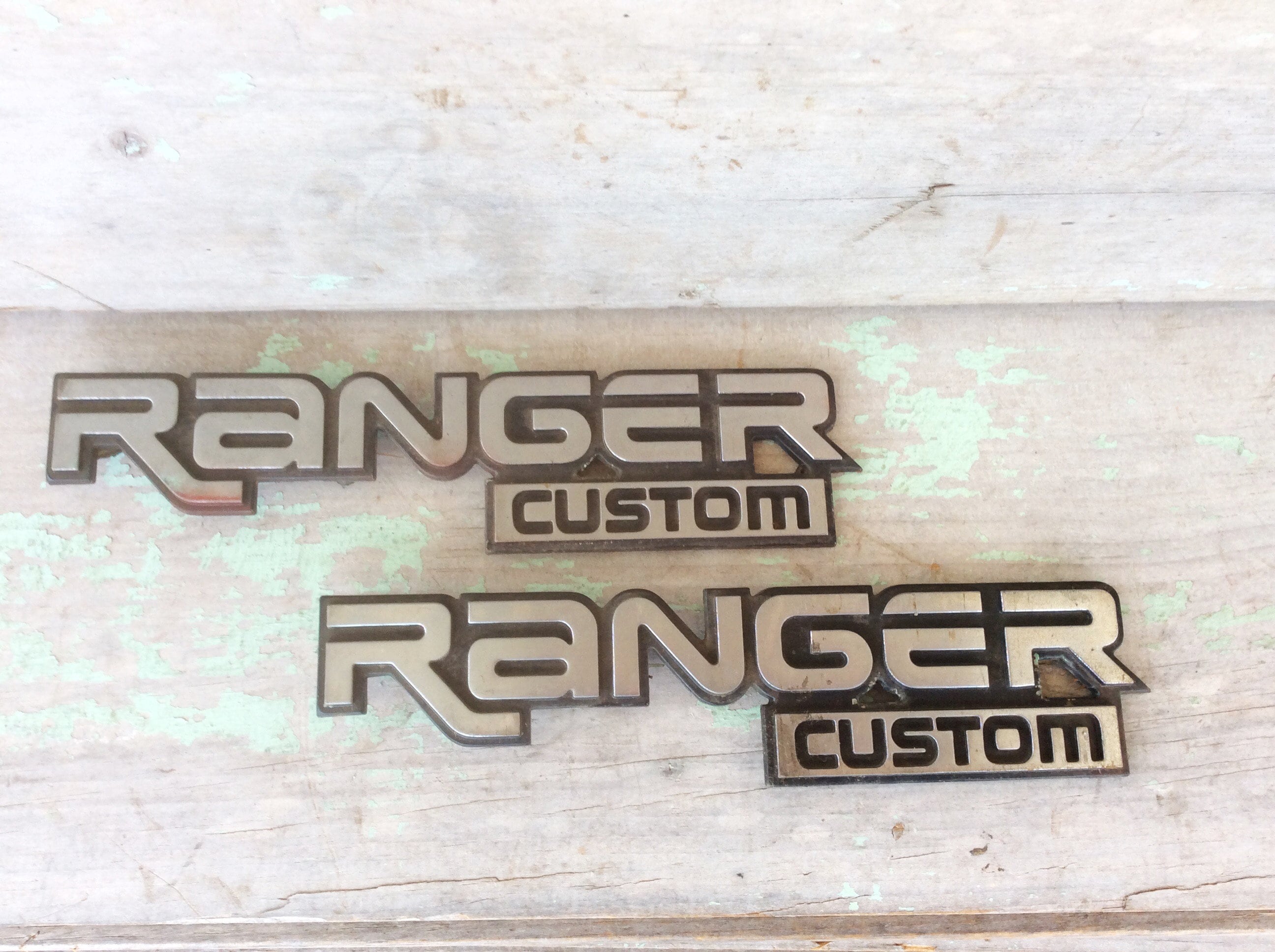 Vintage Silver Pair FORD RANGER CUSTOM Fender Decals 7.5 Inch, Ca. 1989 ...