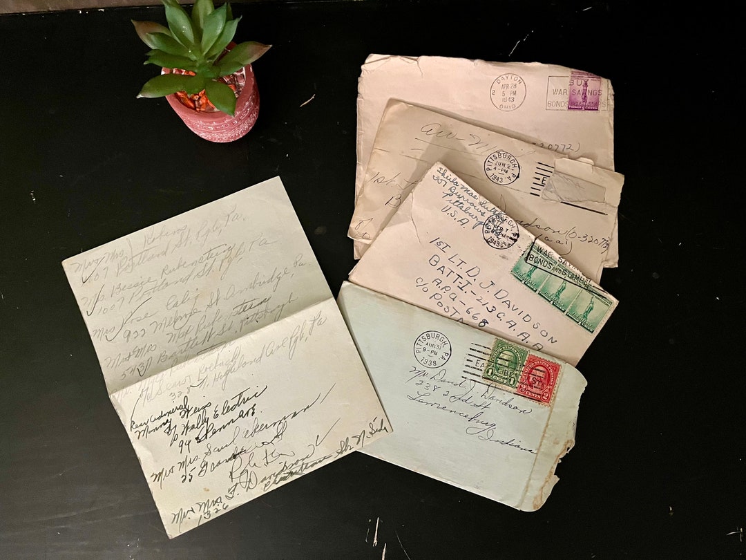 Antique Set of 4 Handwritten Letters WW2 WWII Soldier AIR MAIL W ...