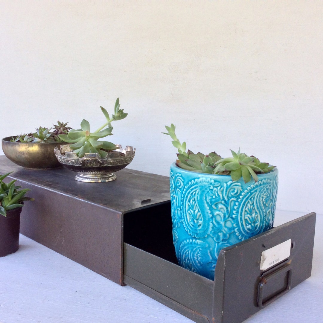 Industrial Army Green 24 Inch Metal Drawer, Distressed Steel Utility ...