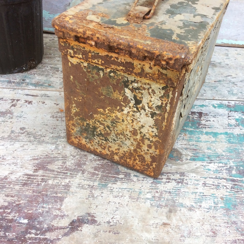 Rusty & Distressed Metal Military AMMO CRATE W/ Grayish Blue - Etsy