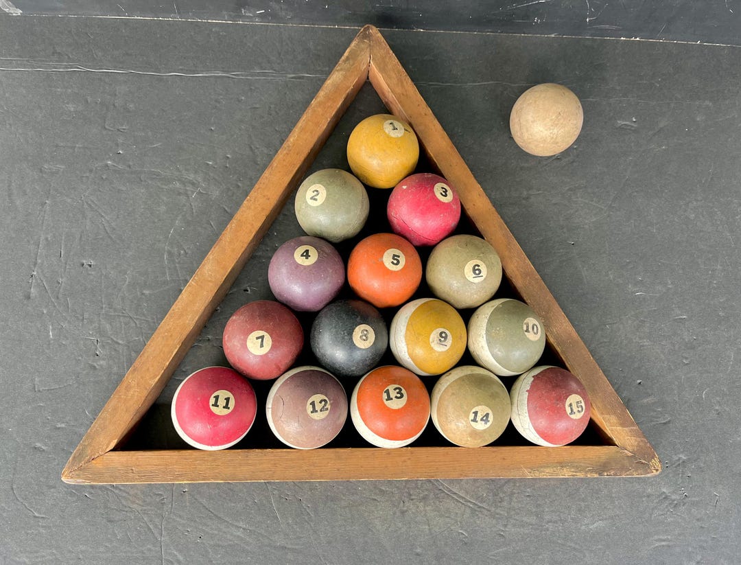 Antique Set of 16 Bakelite Pool Balls 15 Solids & Stripes Plus One ...