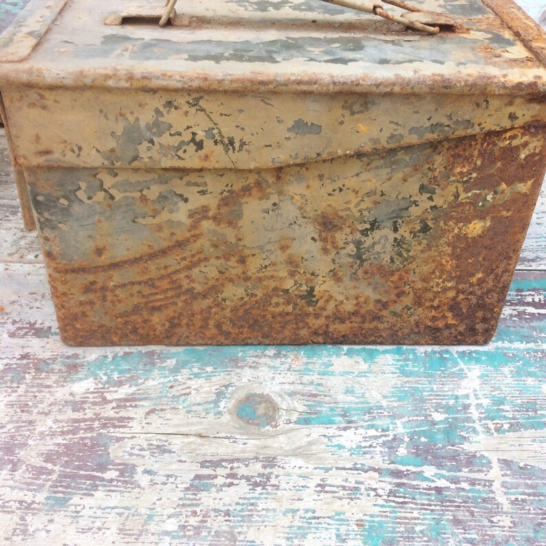 Rusty & Distressed Metal Military AMMO CRATE W/ Grayish Blue - Etsy
