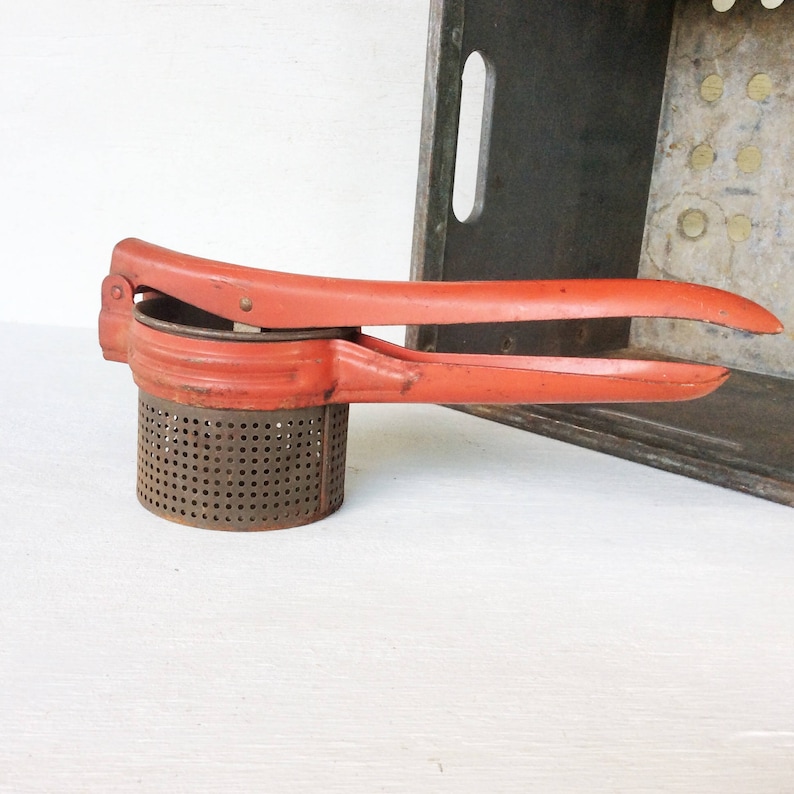 Primitive Kitchen Red Chippy Metal Handled & Cast Iron Potato - Etsy