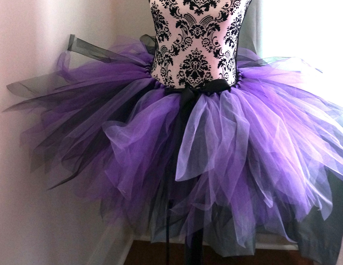 Adult High Low Tutu Skirt – Purple Black Tulle Bustle - Etsy