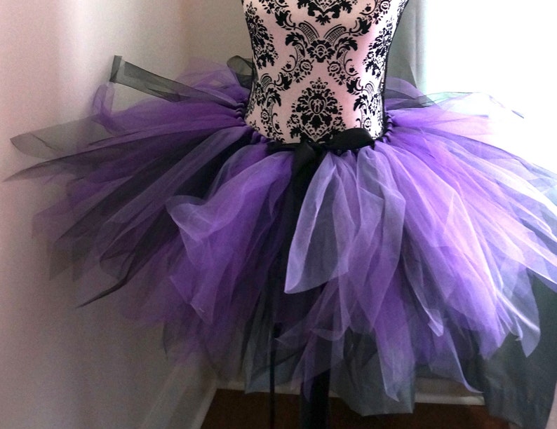 Adult High Low Tutu Skirt – Purple Black Tulle Bustle - Etsy