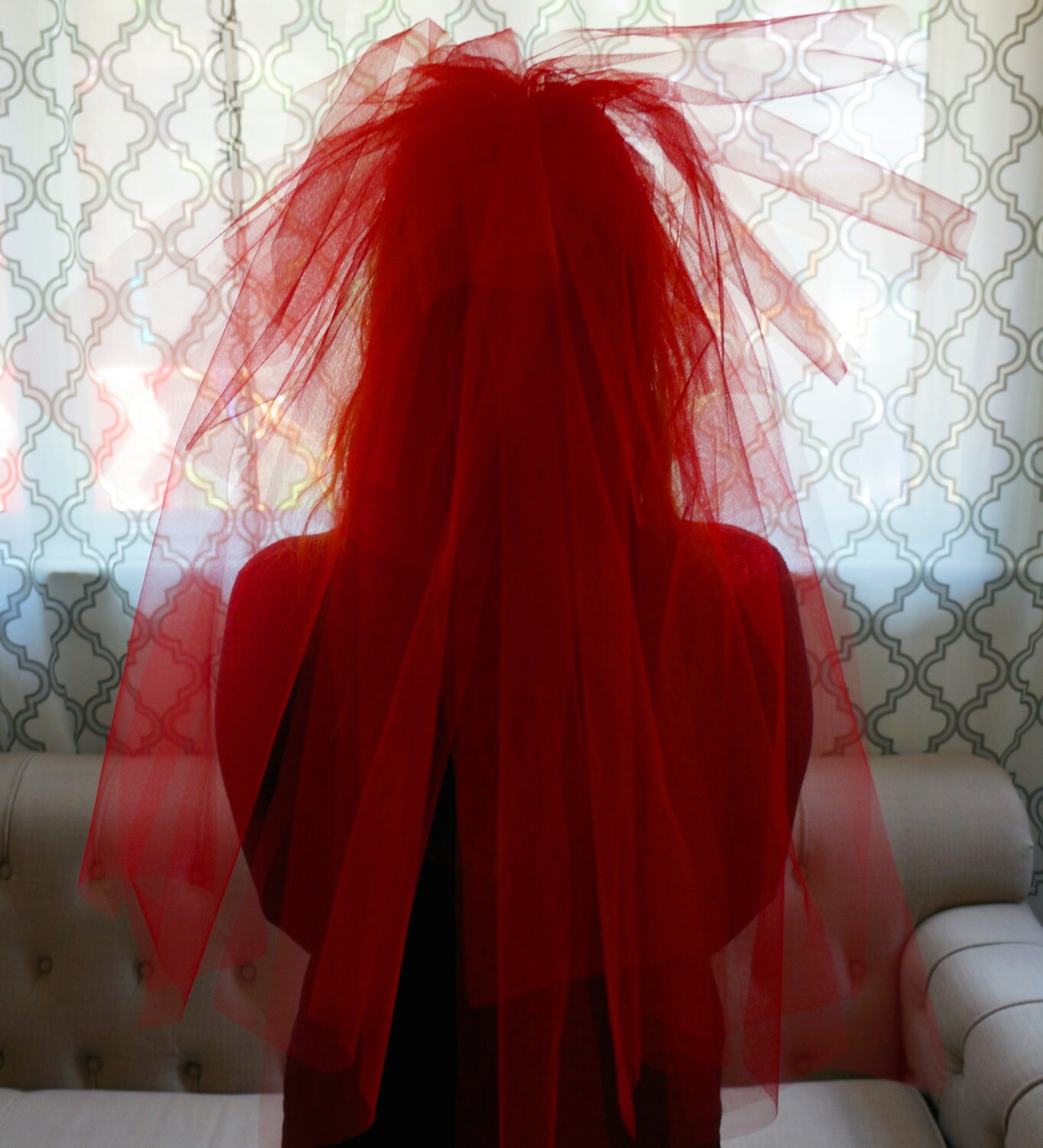 Red Veil Clip Party Veil Lydia Veil Beetlejuice Veil - Etsy Canada