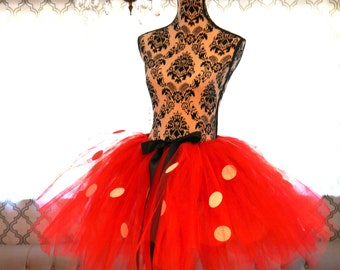 Girls Tutu, Red Minnie Tutu, Red Tutu W/ White Spots, Sewn Tutu for ...