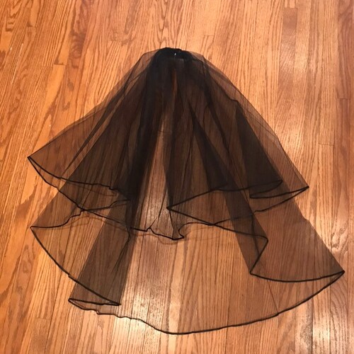 3 Tier Black Veil Goth Veil Gothic Wedding Veil Mourning - Etsy