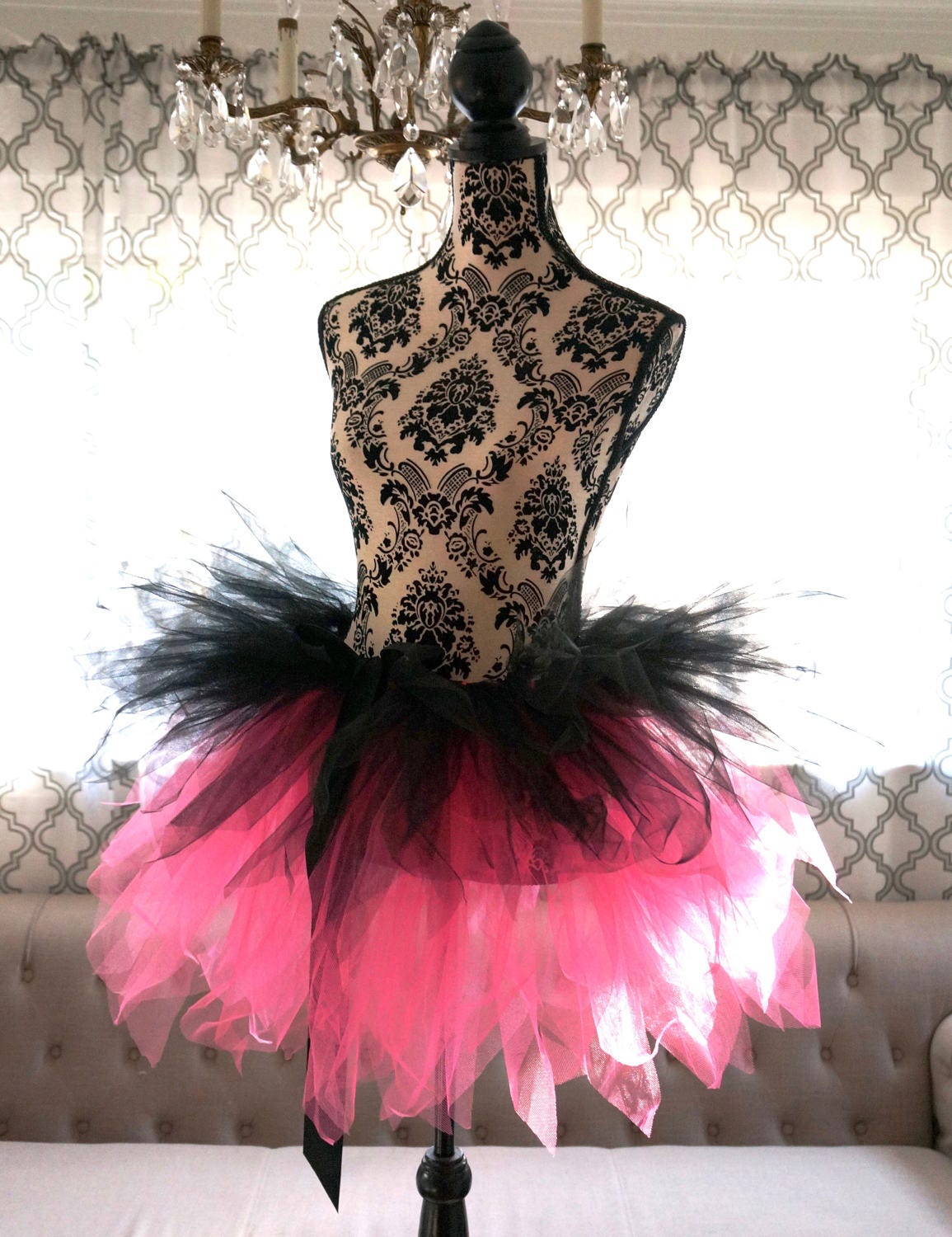 Adult Tutu Pink and Black Tutu Halloween Tutu | Etsy